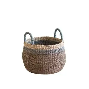 Likhâ Neutrals Tabletop Bulge Basket With Handle Catch-all Basket - Brown