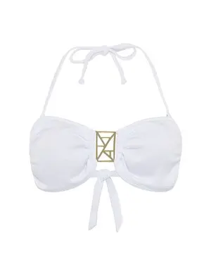 LEYLA MAYA Kate Bandeau Bikini Top Bianco Scuba - White