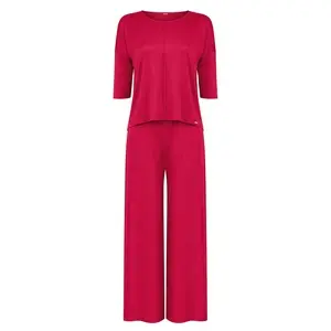 OH!ZUZA NIGHT&DAY Jackie Loungewear Pyjama Set With Wide-leg Trousers – Ruby - Red