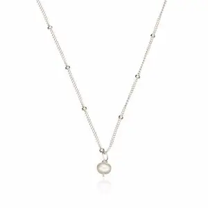 LILY & ROO Sterling Single Pearl Necklace On Satellite Chain - Silver