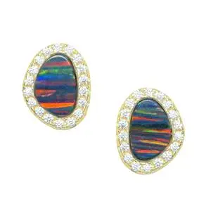 KAMARIA Black / Gold Opal Pebble Stud Earrings Black - Black/gold