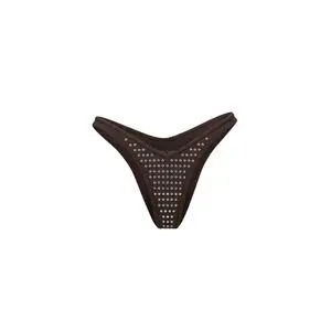 VERONI SWIM Gia V-cut Studded Bikini Bottom - Brown