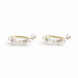 ANGEL BAROCCO Minimalist Freshwater Pearl Climber Earrings - Silver