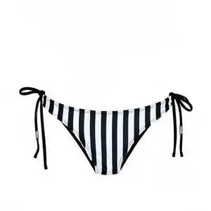 BRASINI SWIMWEAR Natalie Tie Side Bikini Bottom White Stripes - Black