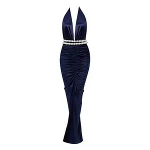 NUR KARAATA Midnight Empire Dress - Blue