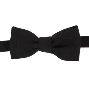 LE COLONEL Italian Wool Bow Tie - Black