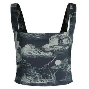 KLEMENTS May Bodice Top In Doomed Voyage Print, & Beige