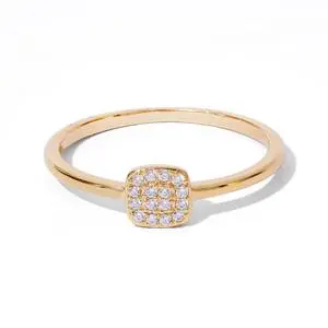 DIAMONBLISS Square Shapre Pave Dainty Band Ring, Yellow - Gold