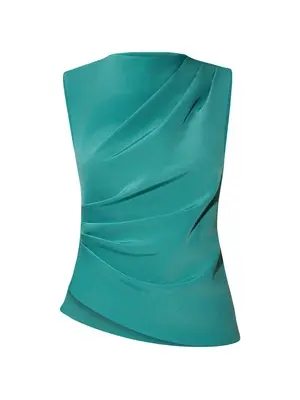 TIA DORRAINE Sleeveless Pleated Top Turquoise - Green/blue
