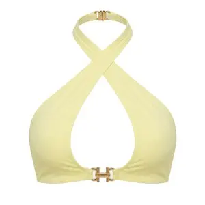 ACQUA PURA Crossover Buckle Bikini Top - Gold