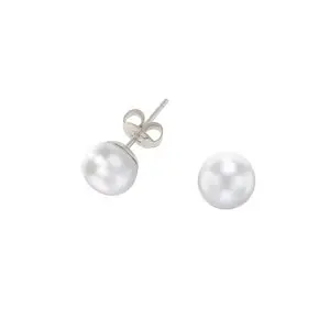 DOWER & HALL Ten Millimetre White Timeless Freshwater Pearl Studs - Silver