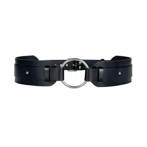 HAUTE CUIR O Ring Waist Leather Belt - Black