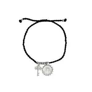 RIZE Silver / Black Always Rising Charm Bracelet Silver Plated & Black Cord
