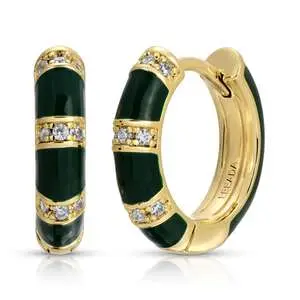 LEEADA JEWELRY Lamill Enamel Huggies Ever - Green