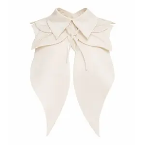 JULIA ALLERT Neutrals Oversized Satin Bib Collar Ivory - White