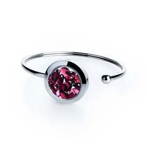 MY LITTLE NATURE Garnet Crystal Cuff Bracelet In Stainless Steel - Silver/red