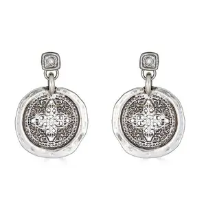 LONI PAUL JEWELRY Filagree Coin Earring - Silver