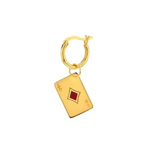 TRUE ROCKS Gold / Red Ace Of Diamonds Charm In 18kt Gold Plate & Red Hoop - Gold/red
