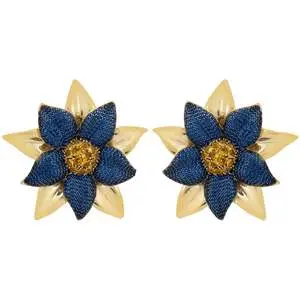 LATELITA Gold / Yellow / Blue Marguerite Daisy Flower Large Stud Earrings Sapphire Gold - Gold/yellow/blue