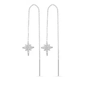 SPERO LONDON Northernstar Starburst Sterling Chain Drop Earring - Silver