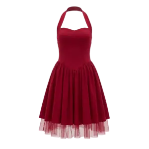 ASHITA FERNANDES Sleeveless Knee-length Dress With Laye Hem – Wine - Red
