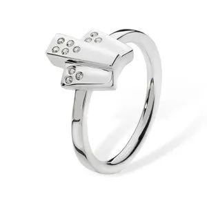 LUCY QUARTERMAINE Art Deco Triple Layer Ring - Silver