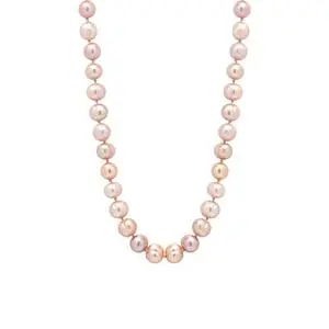 SPERO LONDON Pink / Purple / Silver Natural Freshwater Real Purple Pearl Strand Necklace - Pink/purple/silver