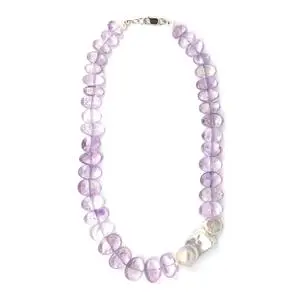 Shar Oke Amethyst And Pearl Necklace - Purple/silver