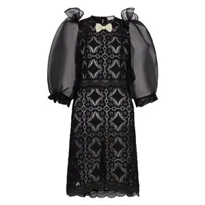 LISA THE LABEL Angel Baby Crochet Cloud Puff Dress - Black