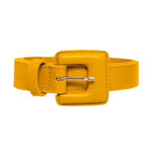 BELTBE Mini Square Narrow Leather Belt - Yellow