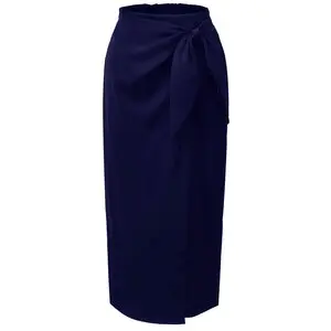SMART AND JOY Wrap Skirt Tied On Side Navy - Blue