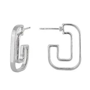 BERMUDA WATCH COMPANY Annie Apple Ana Ovate Sterling Hollow Hoop Earrings - Silver