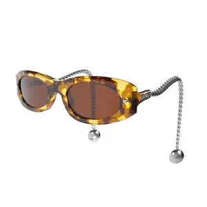 SABATINO Guerrilla Frames Leopard Acetate Silver Pendant - Gray