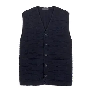 PAUL JAMES KNITWEAR Cotton Forrester Quilted Knitted Gilet Navy - Blue