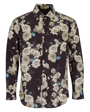 LORDS OF HARLECH Nigel Serious Floral Shirt - Black