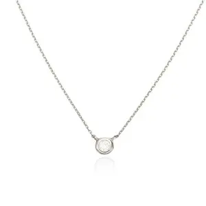 LILY & ROO Solid White Gold Floating Diamond Necklace - Silver