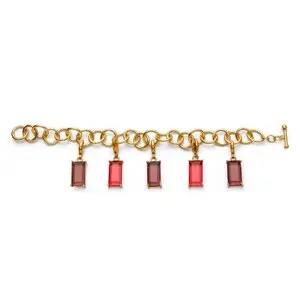DHWANI BANSAL Adjustable Gold Kandi Bracelet With Glass Gems - Gold/pink