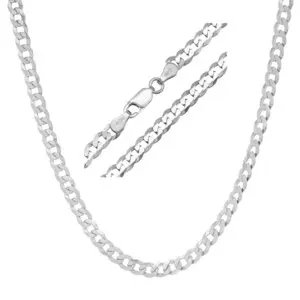KYLIE HARPER Italian Sterling 4mm Miami Cuban Curb Chain Necklace 18" 24 - Silver