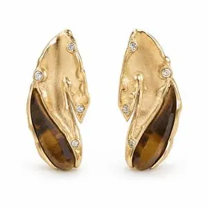 RARE MATTERS JEWELRY Tiger's Eye Stud Earrings - Brown