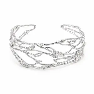 MOTHER NATURE JEWELRY Jasmine Branch Bracelet, Handmade Statet Cuff Nature Jewelry, Sterling - Silver