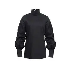 VAN BRUSSEL Lior Bell Sleeve Blouse In Midnight - Black
