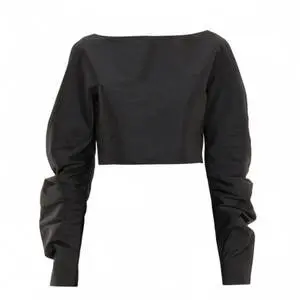 SAZHA Silk Taffeta Cropped Top With Voluminous Sleeves
