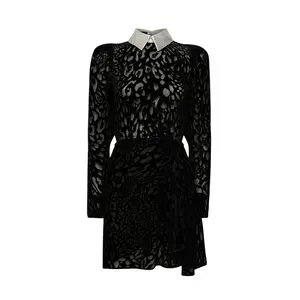 SVETA MILANO Stanford Leopard-pattern Velvet Dress - Black