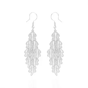 FAR EAST JEWELRY Handcrafted Leaf Shadow Earrings - Silver