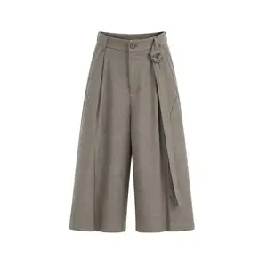 MUTE BY JL Cropped Pants With Belt - Grey