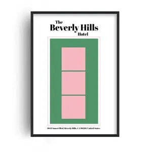 FANCLUB Pink / Blue The Beverly Hills Hotel Giclée Retro Art Print A3 - Pink/blue