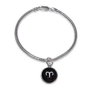 N'DAMUS LONDON Aries Zodiac Charm Bracelet In Sterling And Leather - Silver