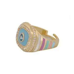 EBRU JEWELRY Gold / Blue Sky Pastel Colors Diamond & Gold Spring Statet Ring Blue - Gold/blue