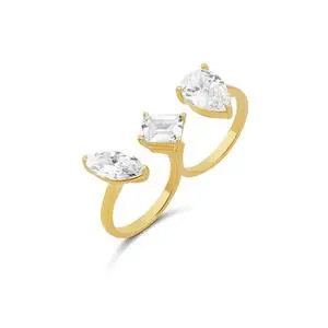 SHYMI Two Finger Fancy Shape Statet Ring - Gold