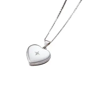 POSH TOTTY DESIGNS Sterling Heart Locket With Diamond - Silver